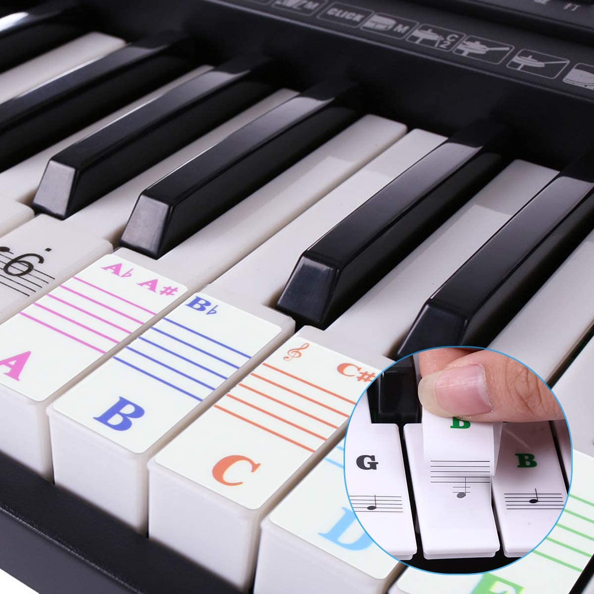 Vockvic Electronic Keyboards Sticker, Piano Stickers for 49/61/76/88 ...