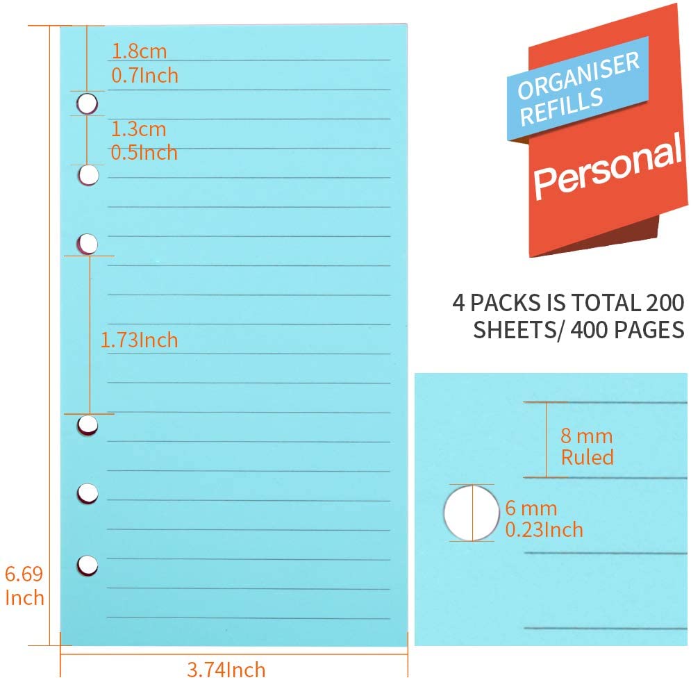 FANDAMEI 200 Sheets Assorted Coloured Personal Notepaper for Filofax ...