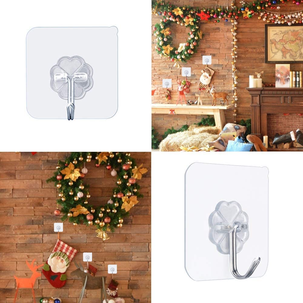 Self Adhesive Hooks Heavy Duty Stick on Hooks 10kg (Max) Strong Sticky ...