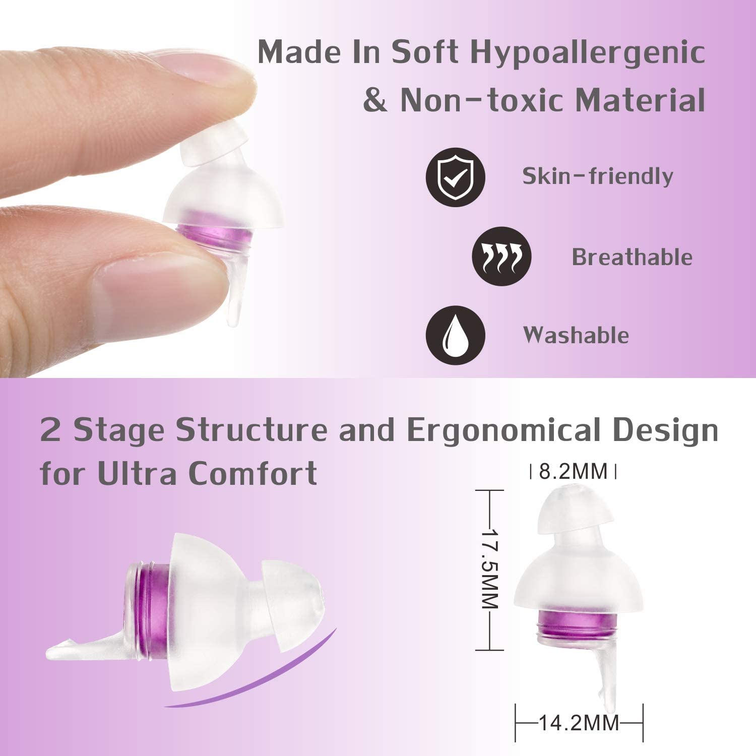 Hearprotek Sleep Ear Plugs for Sleeping, Ultra Comfortable & Resuable ...