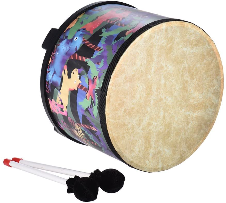ammoon 10 Inch Wooden Floor Drum, Gathering Club Carnival Percussion ...