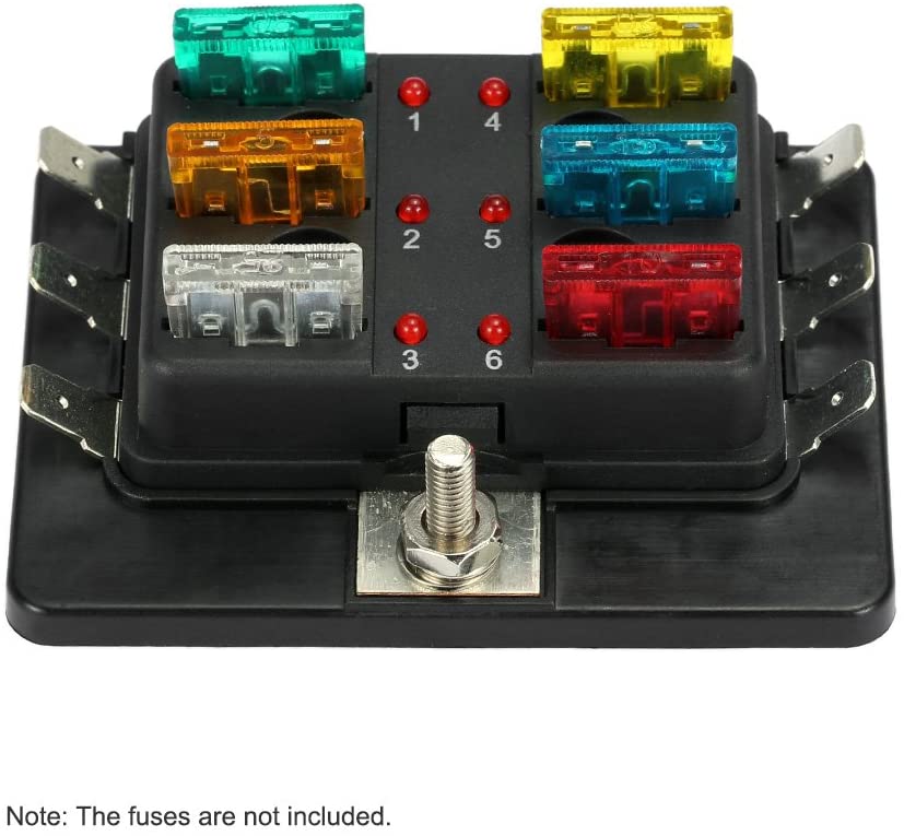 KKmoon 6 Way Blade Fuse Box Holder with LED Warning Light Kit for Car ...