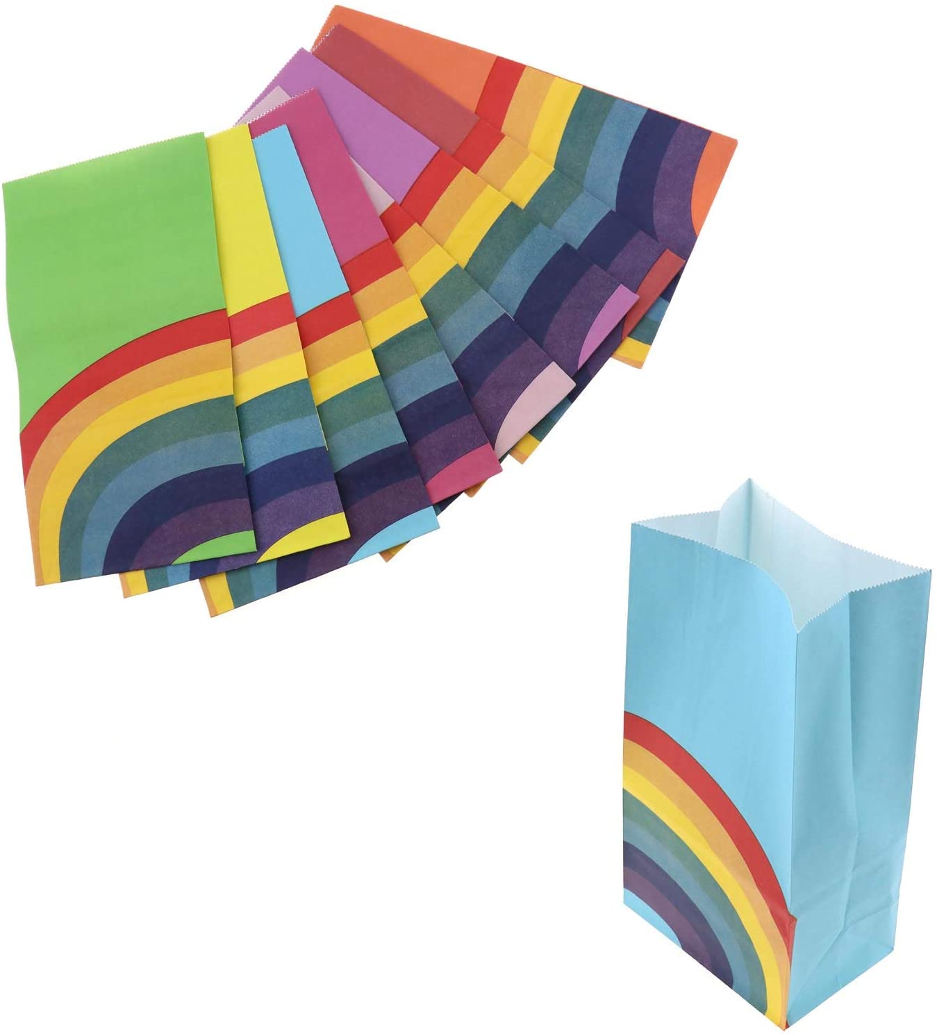 40 Pieces Rainbow Pattern Paper Bags with 100 Pieces Heart-Shaped ...