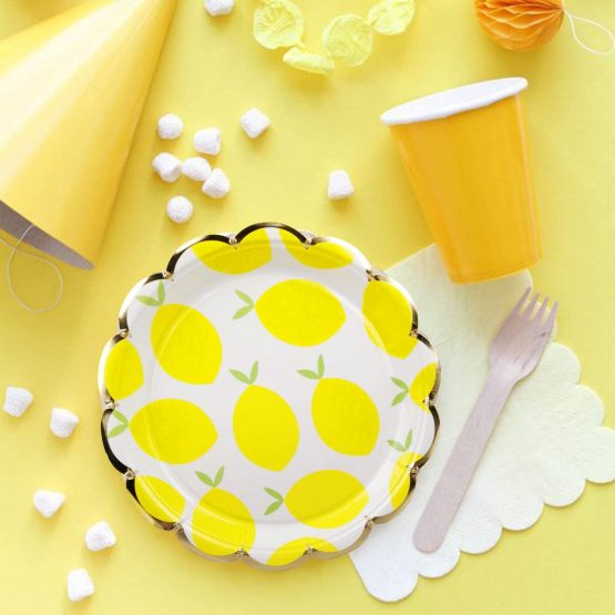Disposable Lemon Paper Plates, 18cm 60 Packs Dinnerware Plates for ...