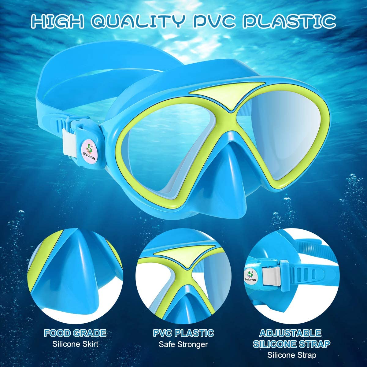 Kuyou Snorkel Set Kids,Anti-Fog Scuba Diving Mask,Children Swimming ...