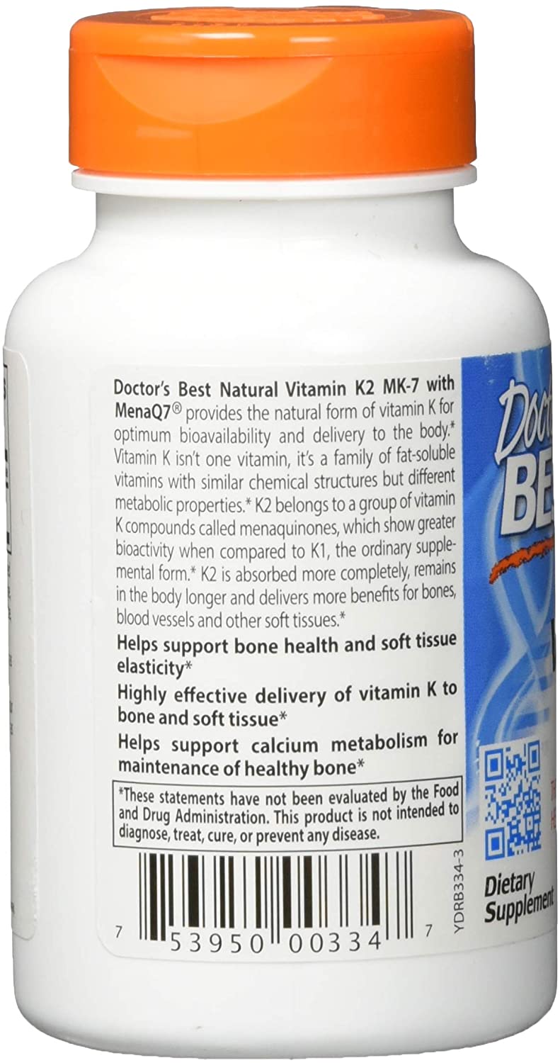 Doctor’s Best Natural Vitamin K2 MK7 with MenaQ7 Multivitamins, 100 mg ...