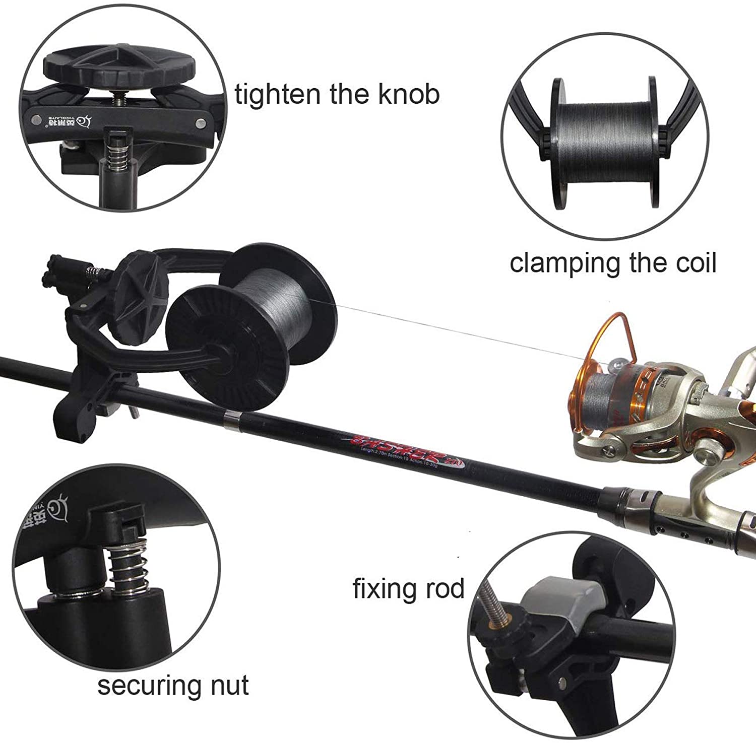 JSHANMEI Fishing Line Trolling Winder Spooler System Portable Fishing ...