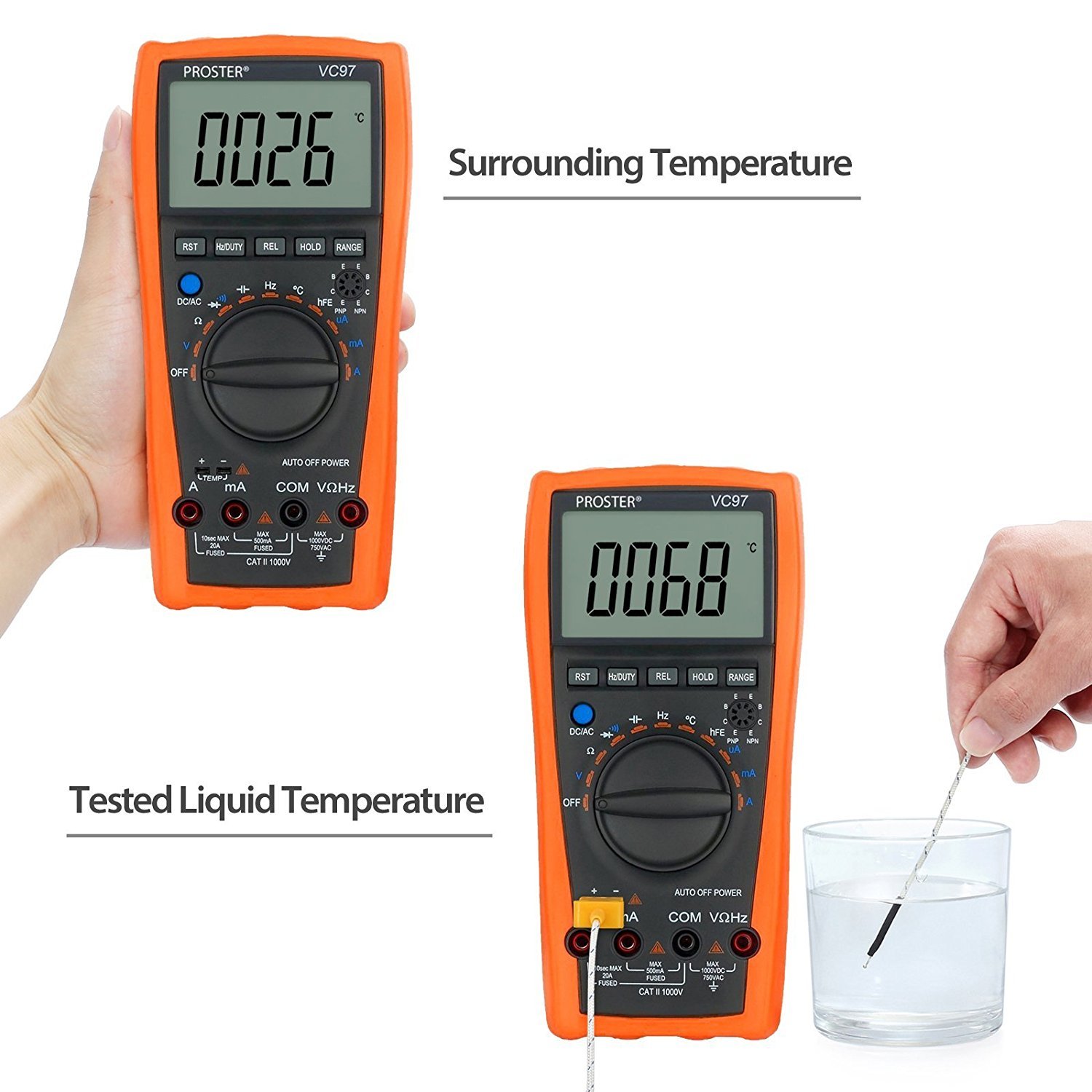 Digital Multimeter 3999 VC97 LCD Auto Ranging Multi Meter CAT II with ...