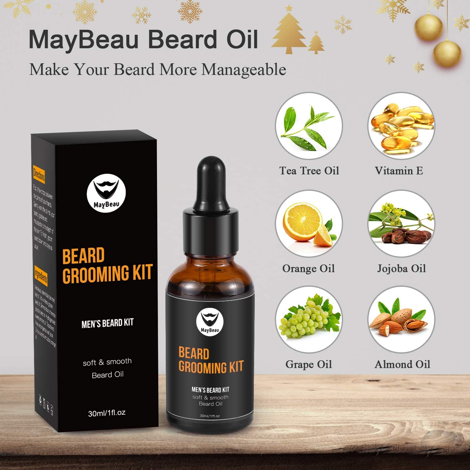 Beard Balm Kit MayBeau Beard Grooming Kit for Men-Contains Unscented ...
