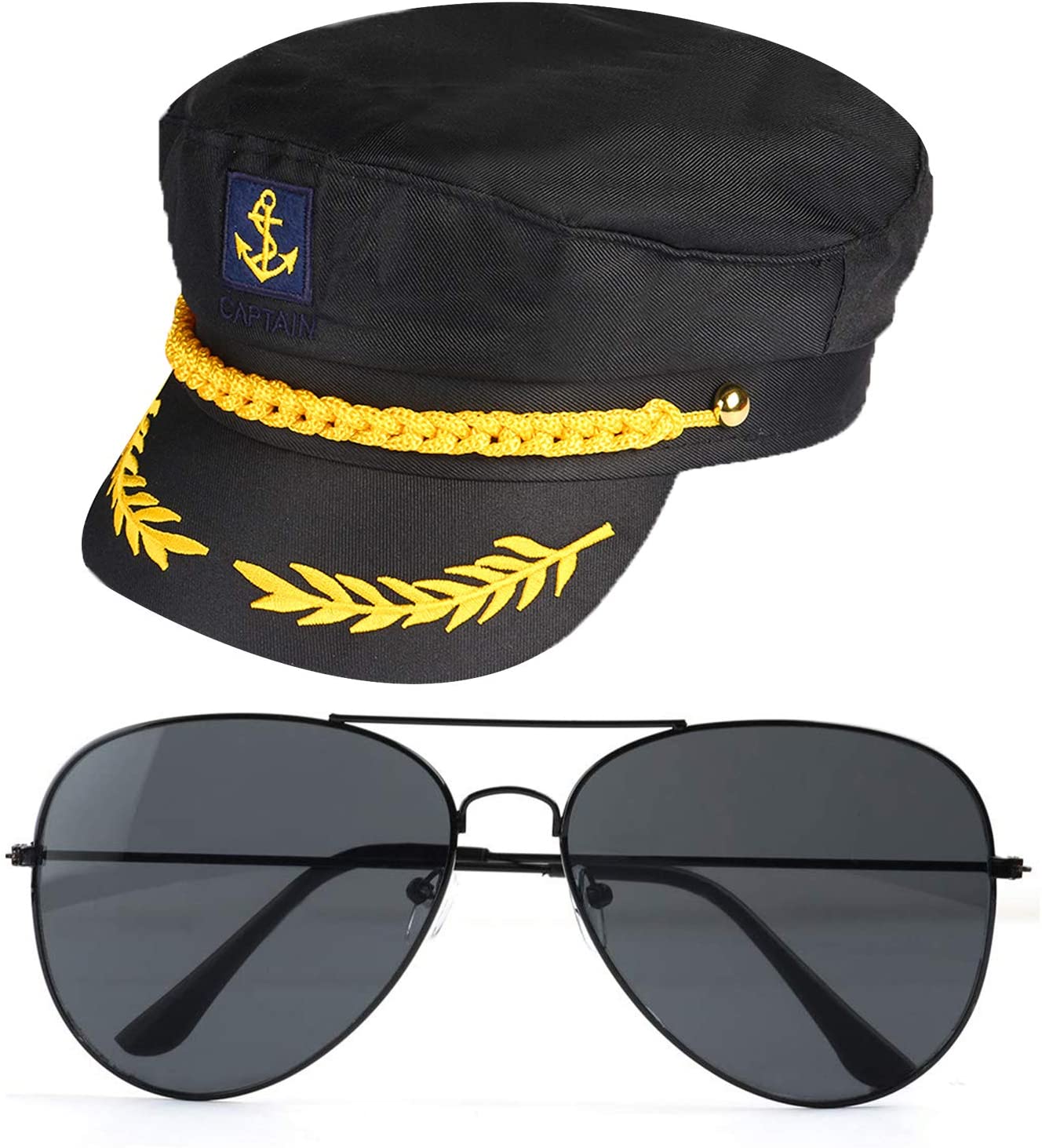 Beelittle Yacht Captain Hat Costume Accessories Set Adjustable Boat ...