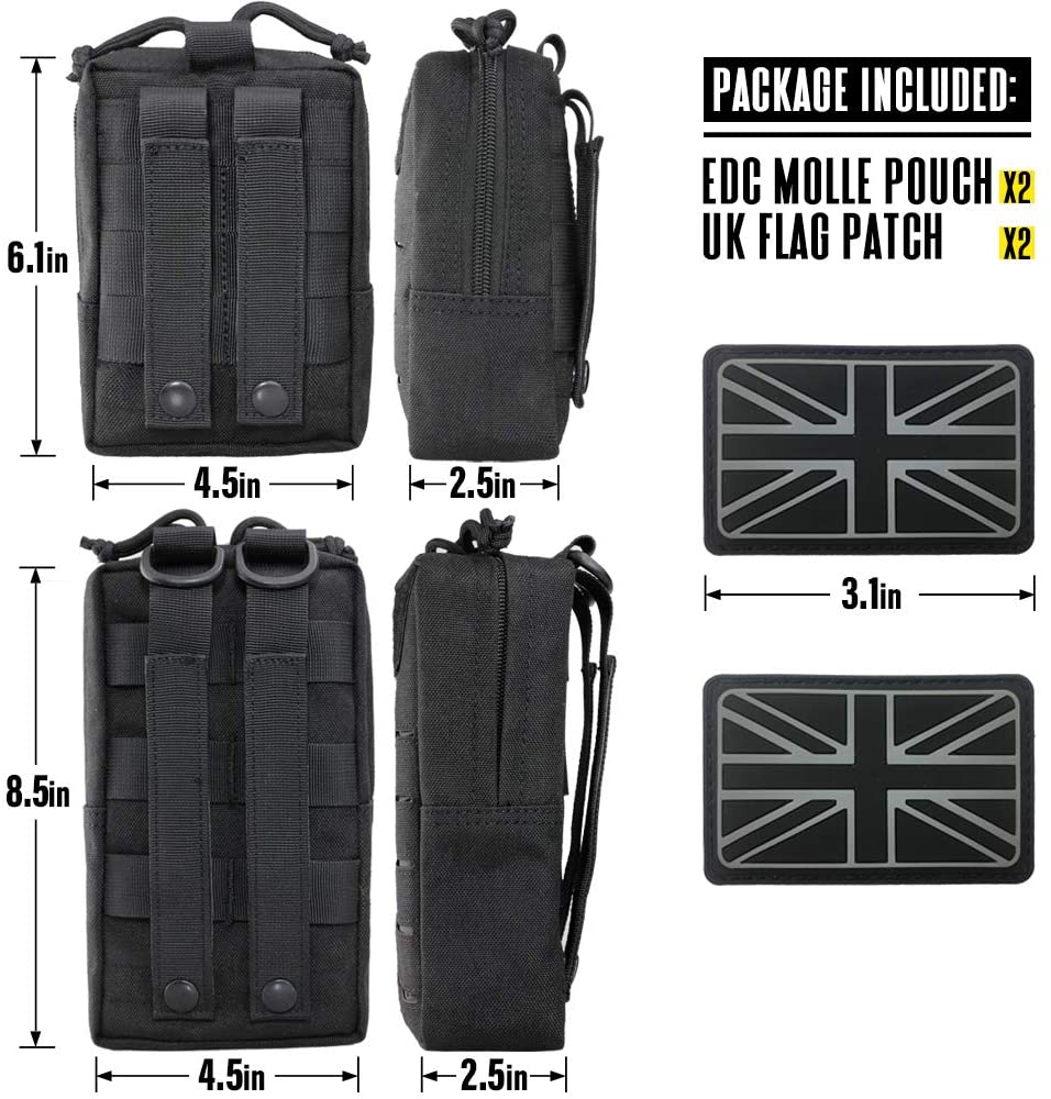 WYNEX Tactical Molle Pouches of Laser-Cut Design, 2 Pack Utility EDC ...