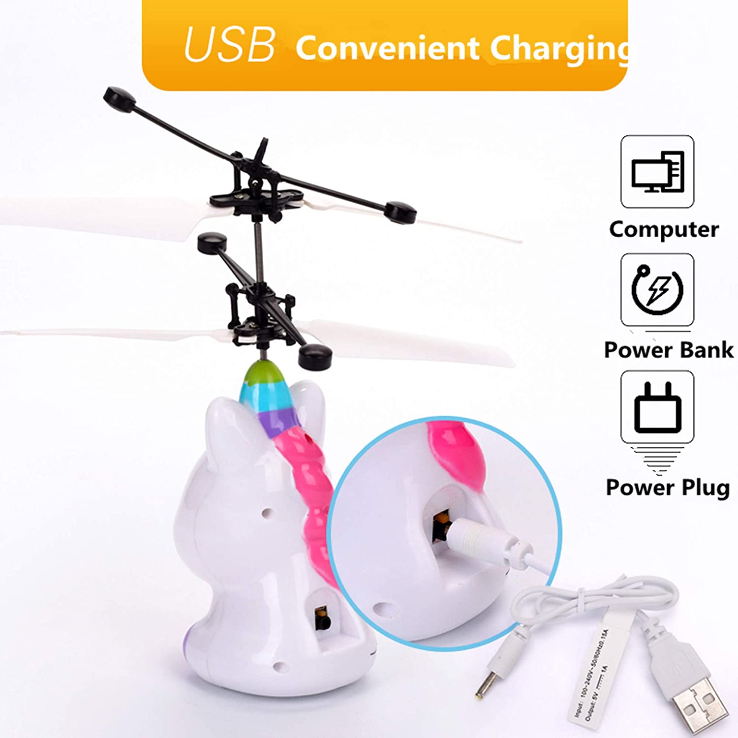 ZS-Juyi Mini Infrared Sensor Fying Unicorn Fying Toy, LED Luminous ...