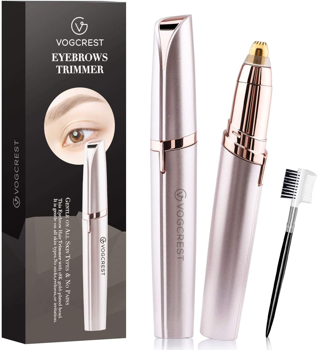 Eyebrow Hair Remover, Vogcrest Electric Painless Eyebrow Trimmer ...