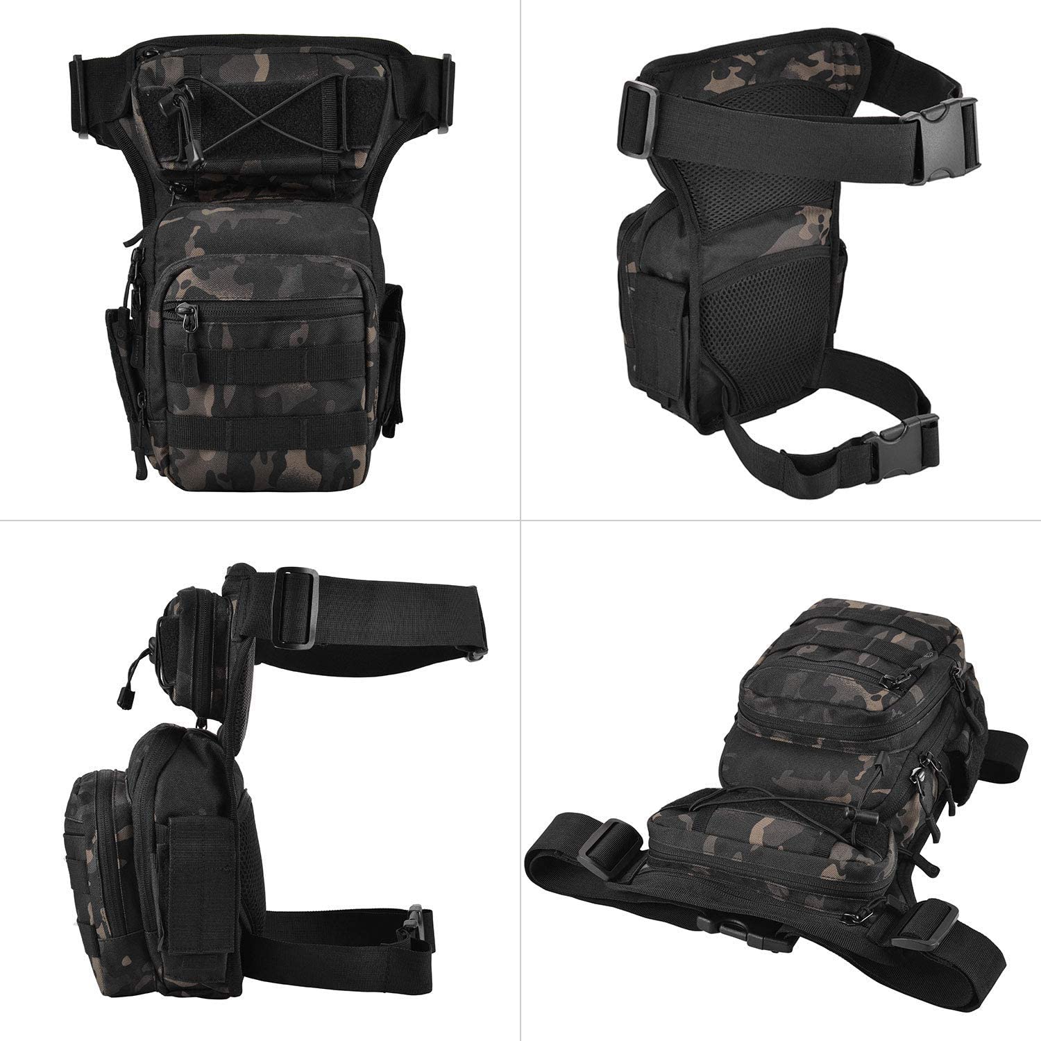 HUNTVP Military Tactical Molle Drop Leg Bag Utilitary Pouch Cross Over ...
