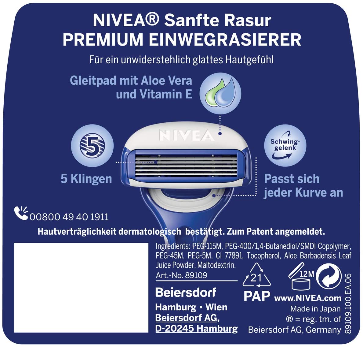 Nivea Premium Smooth Shave Disposable Razor, 3/Pack – 3 Pack – BigaMart