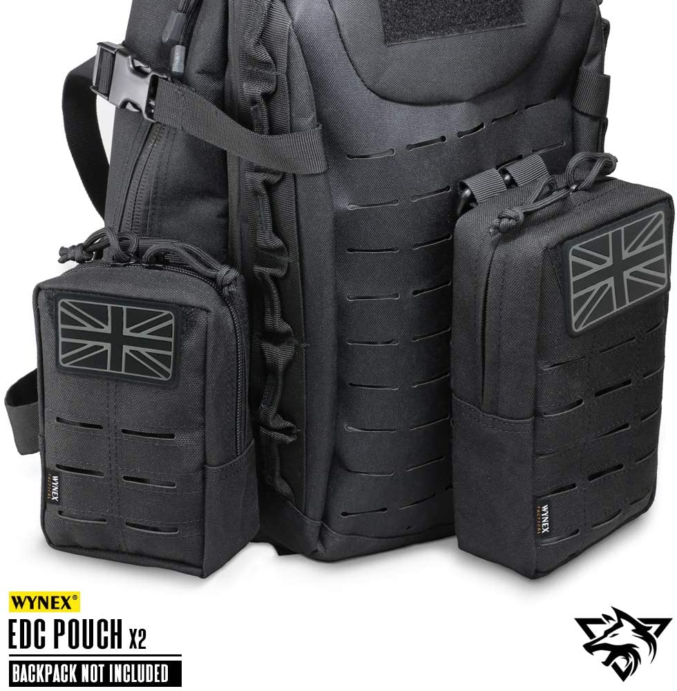 WYNEX Tactical Molle Pouches of Laser-Cut Design, 2 Pack Utility EDC ...