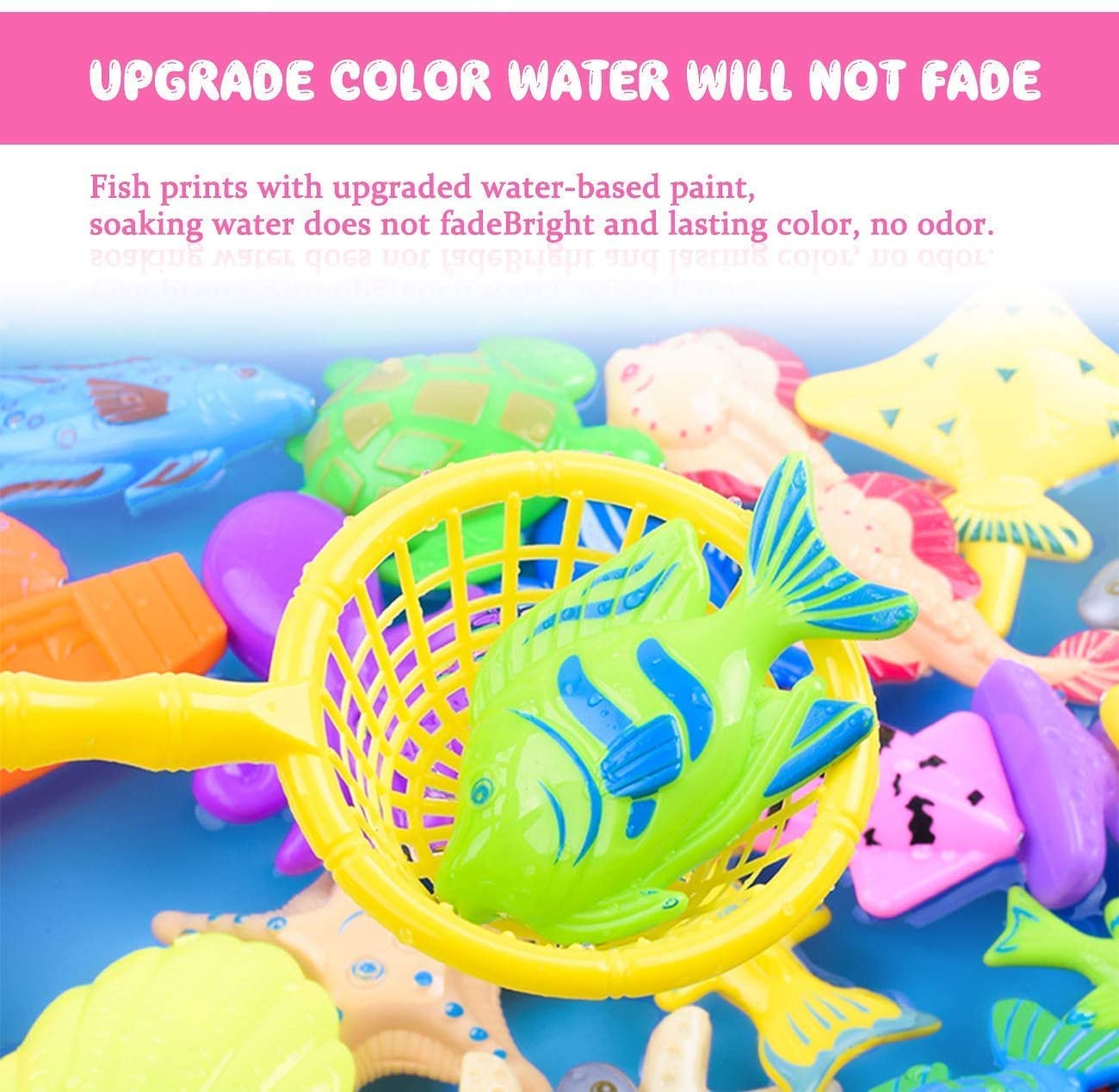 Abree 30 pcs Magnetic Fishing Toy, Floating Bath Game Toy with Net Game ...