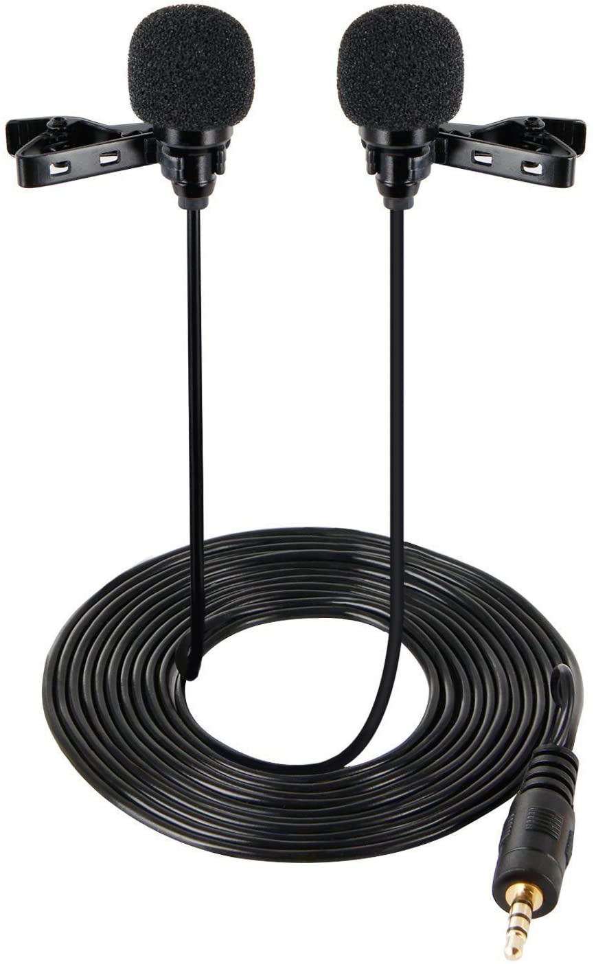 3.5mm Clip on Mic, 4 Pole CTIA Jack Plug Interface Dual Head Lapel Tie ...