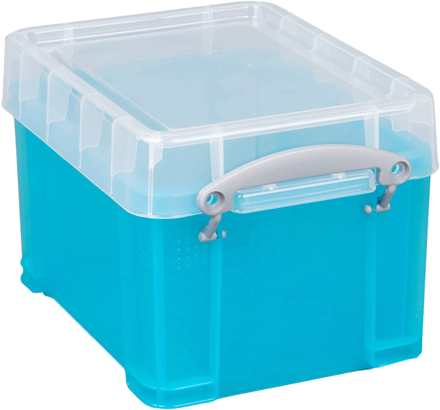 Really Useful Box 3 Litre Plastic Storage Box – Transparent Bright Blue ...
