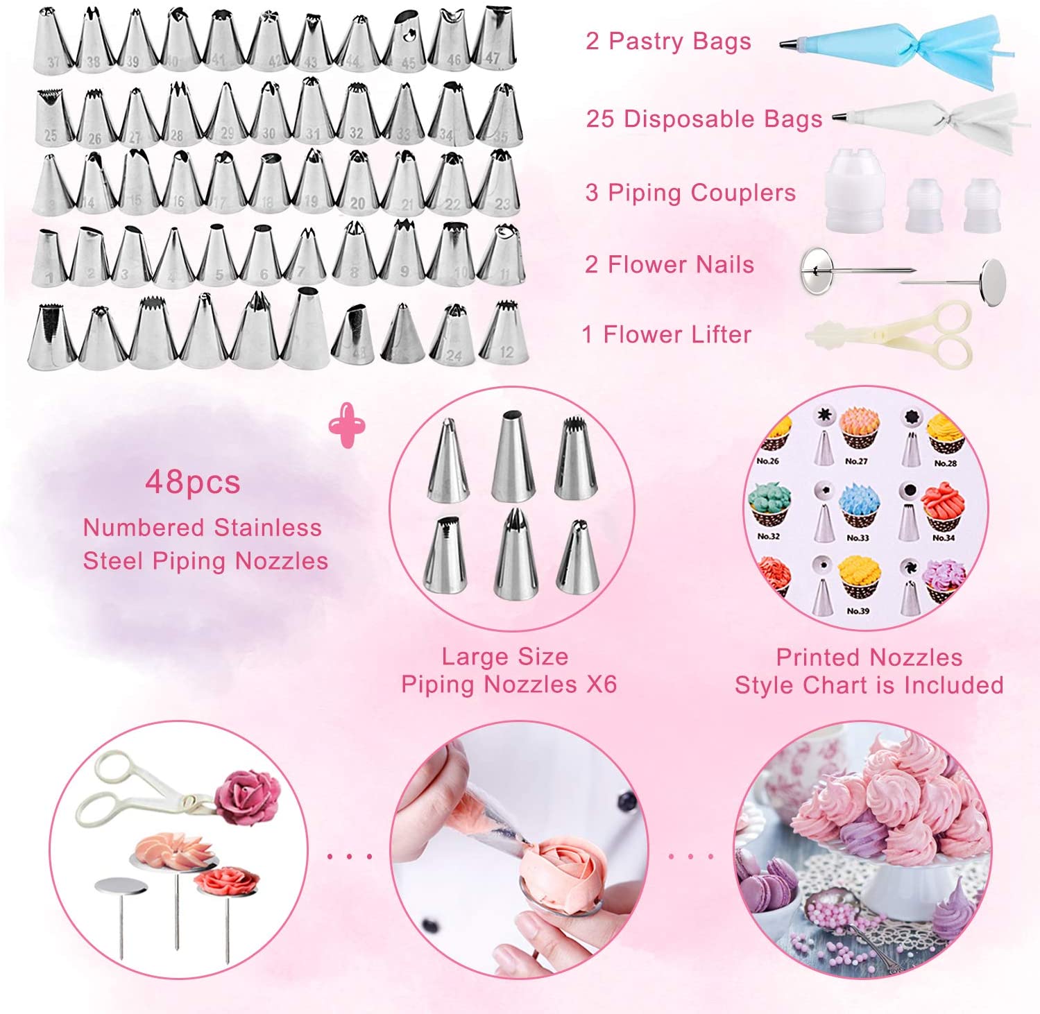 Cake Decorating Equipment, Omew 106pcs Cake Decorating Set Cupcake ...