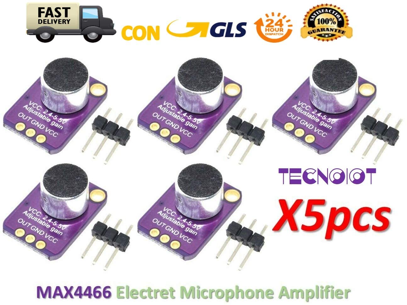 TECNOIOT 5pcs GY-MAX4466 Electret Microphone Amplifier MAX4466 Adjustable Gain Module – BigaMart