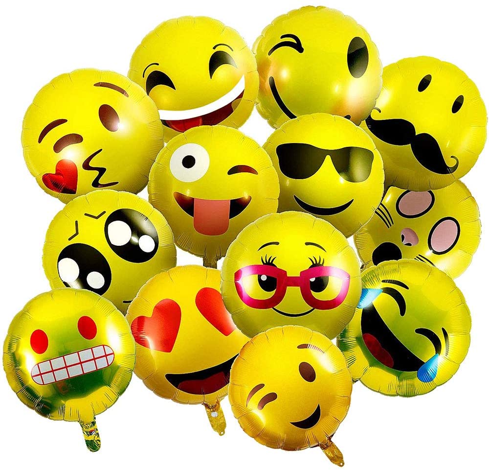 Vientiane Emoji Balloons, 26 pieces Foil Balloon Helium Balloons Facial ...