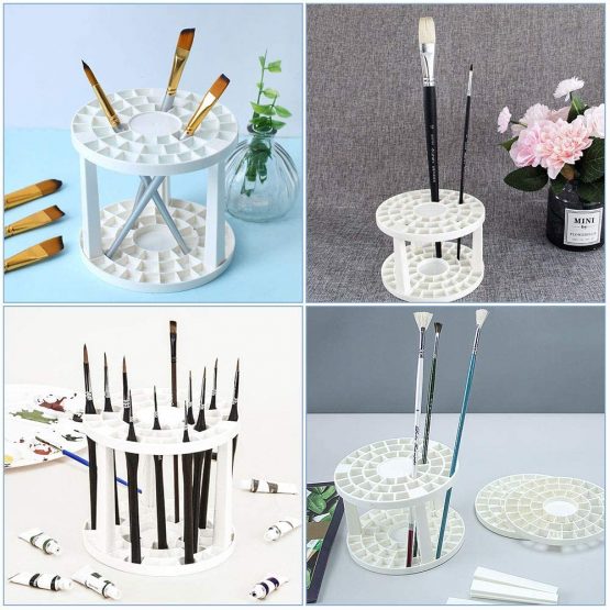 Kbnian Artist Brush Holder 49 Holes Watercolor Oil Paint Brush Holder ...