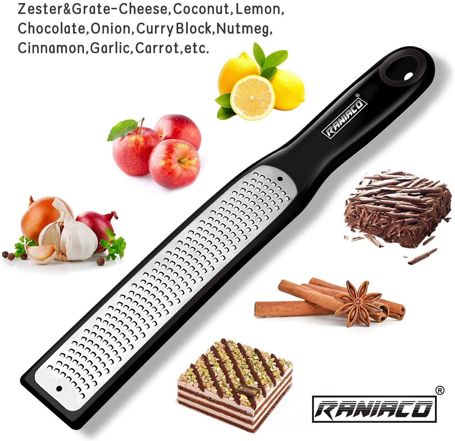 Lemon Zester, Raniaco Cheese Grater Zester for Kitchen Ginger Garlic ...