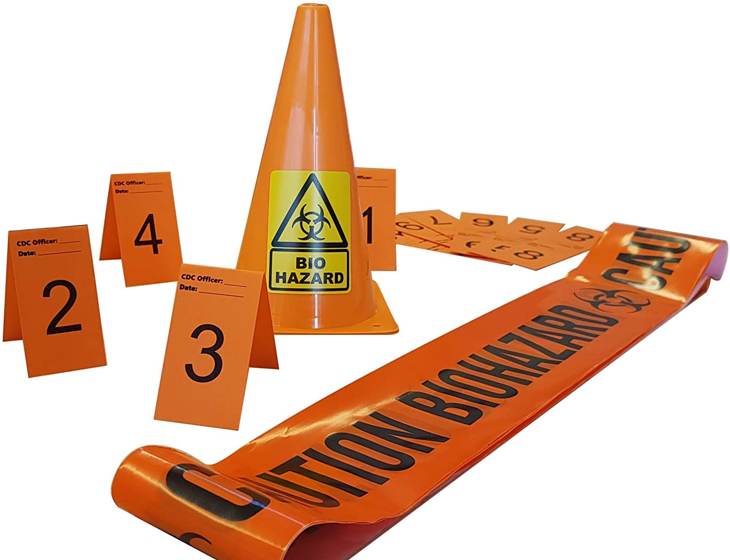Caution Biohazard Barrier Tape (10mx1),Warning Biohazard Cone (x1 ...