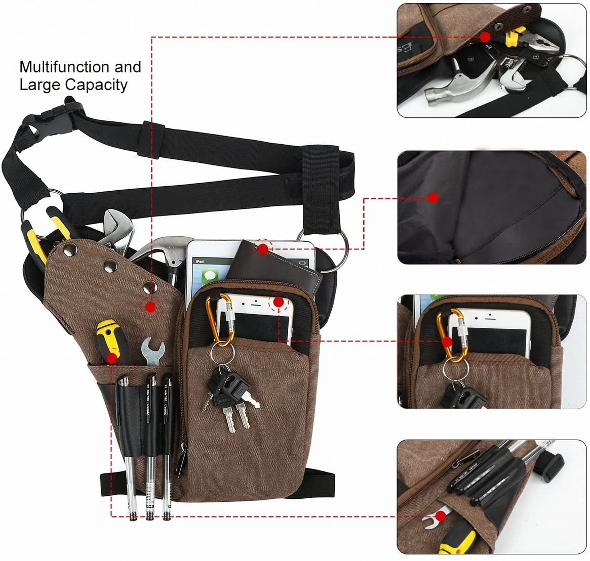Eshow Men’s Drop Leg Pouch Tools Bags Tactical Leg Bag Purse Fanny Pack ...