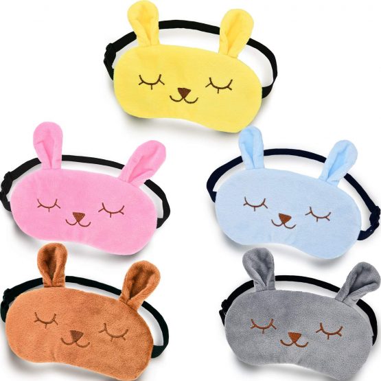 5 Pieces Animal Sleep Mask Rabbit Eye Mask Soft Plush Blindfold Eye ...