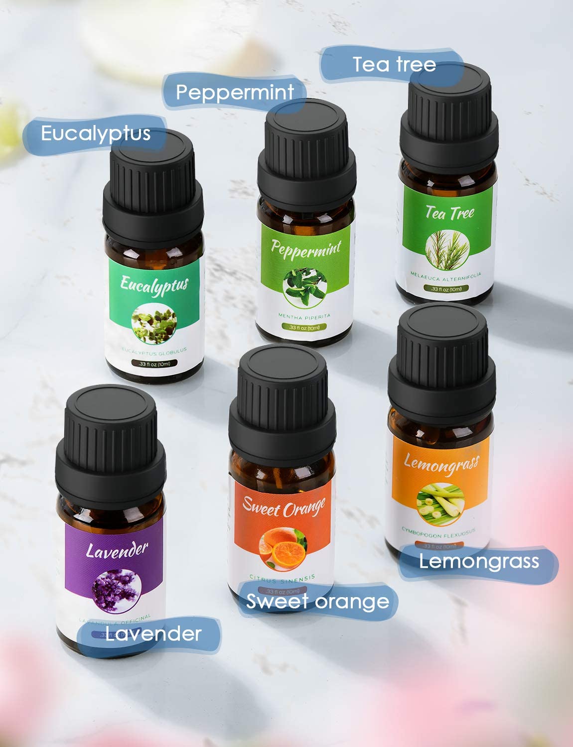 Homasy 500mL Oil Diffusers, Aromatherapy Diffusers with 6Pcsx10ml Pure ...