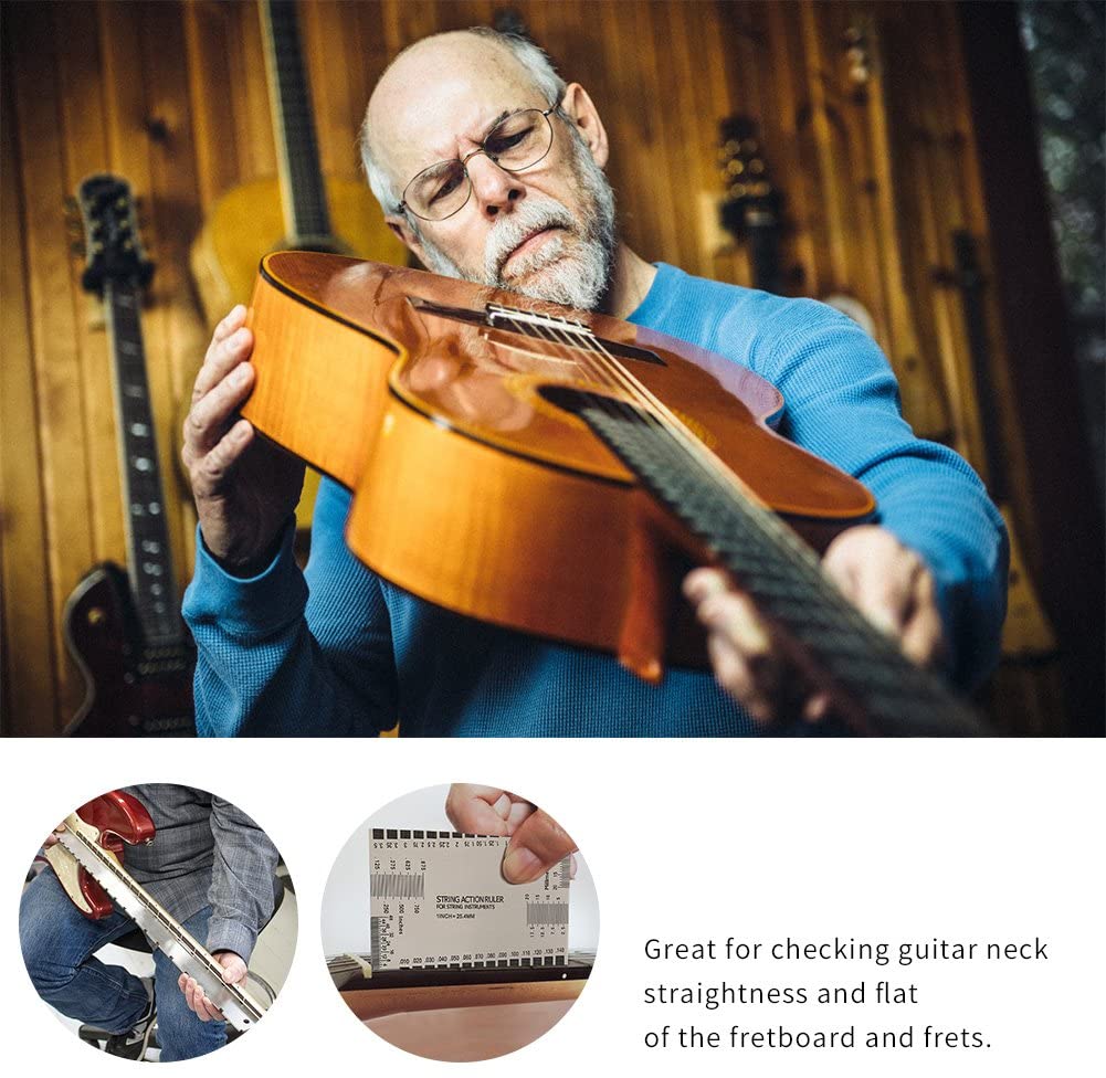 Guitar Neck Ruler, Stainless Steel Guitar Neck Notched Straight Edge ...