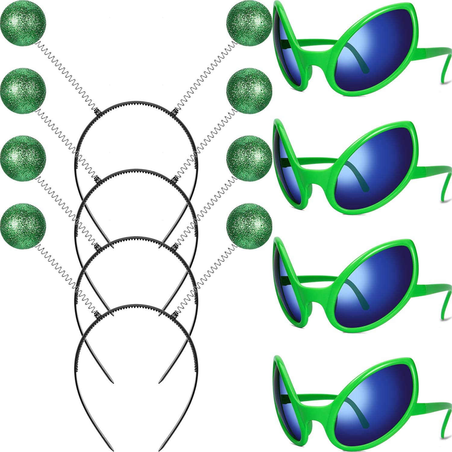 4 Pairs Alien Glasses Space Themed Funny Glasses with Green Color and 4 ...