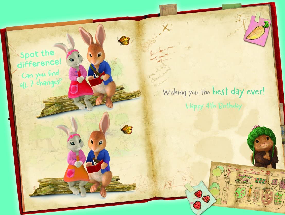 Peter Rabbit PE014 “4th” Birthday Card, Multi – BigaMart