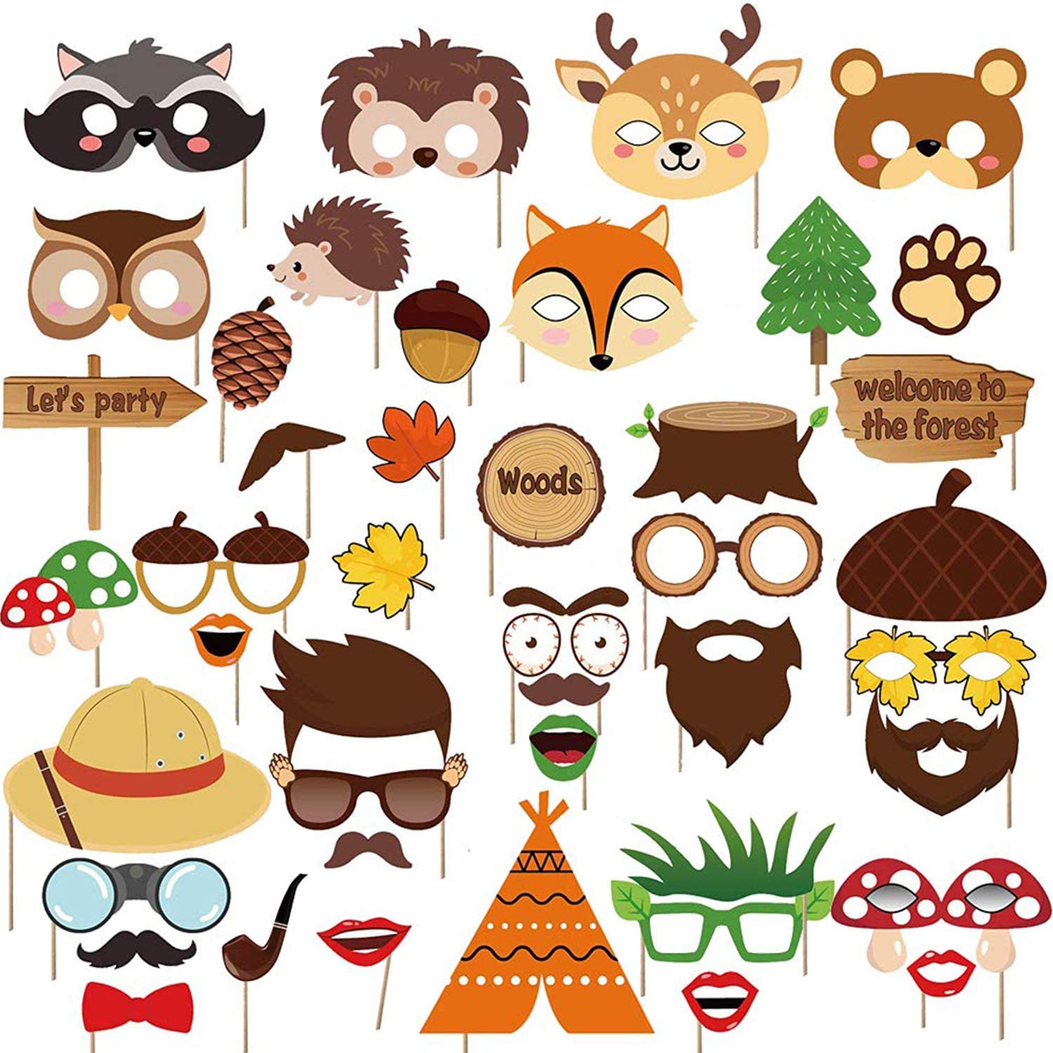 SZSMART Animals Photo Booth Props Fun Safari Jungle Photo Props ...