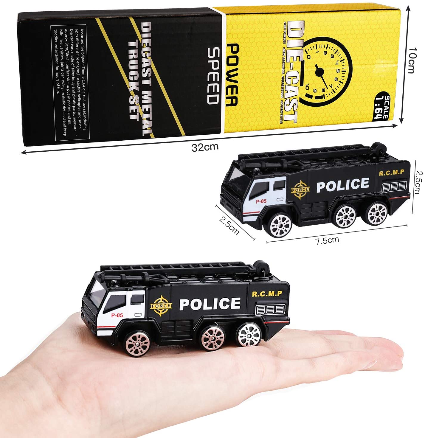 XDDIAS Alloy Police Cars Toys Set, 6Pcs Mini Die Cast Police Car Models ...