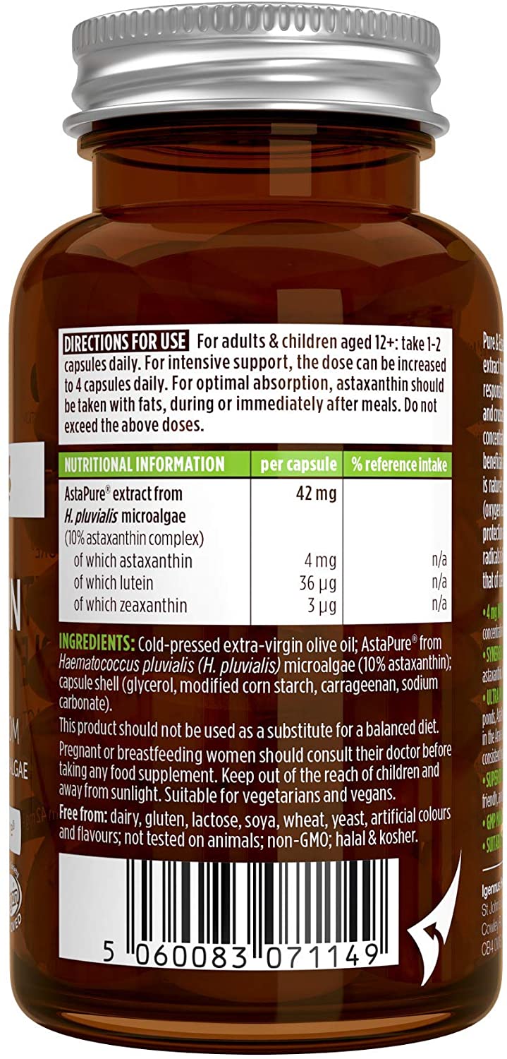 Pure & Essential Astaxanthin Complex, 42 mg Astapure Providing 4 mg H ...