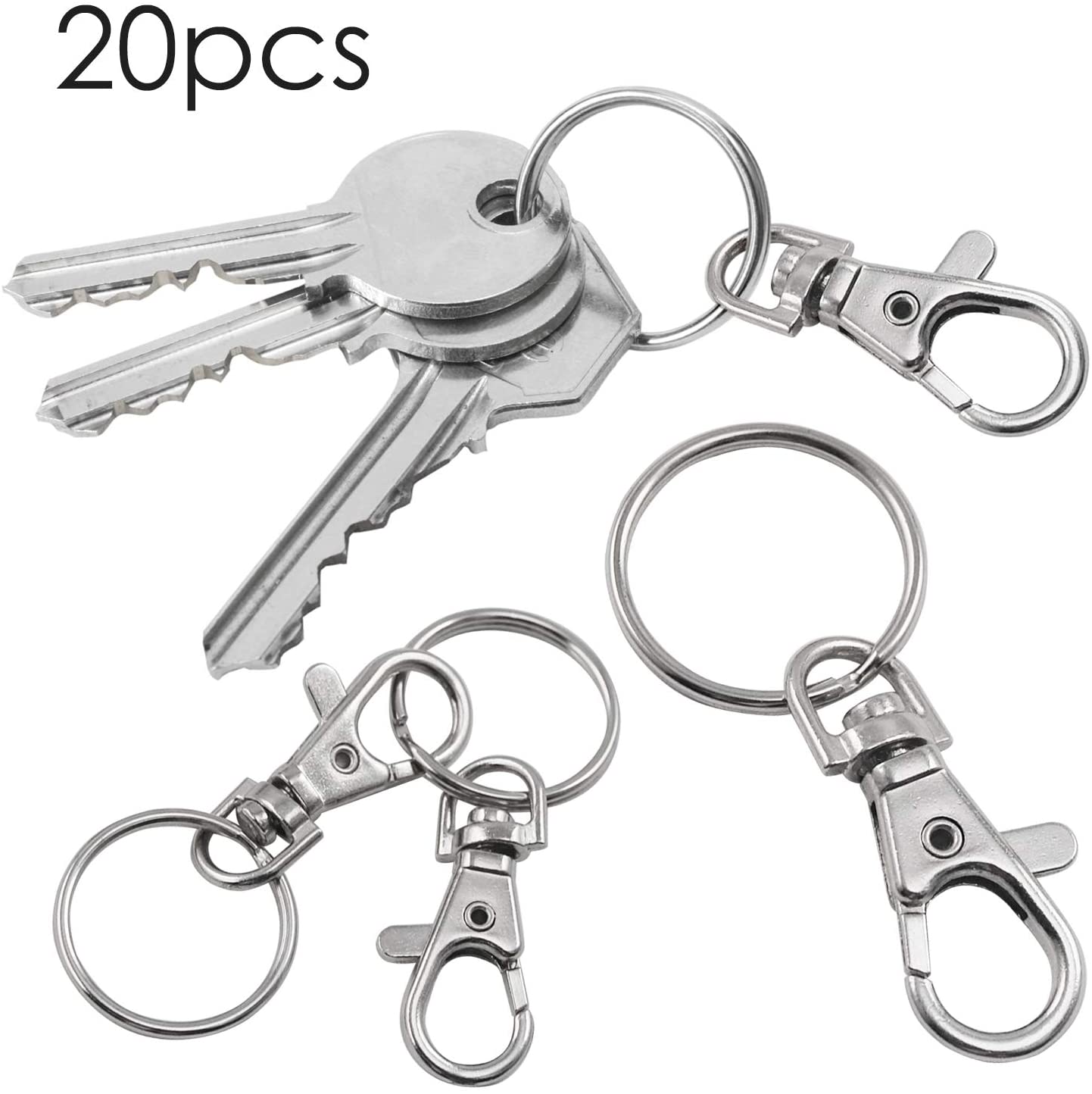TRIXES 20 X Small Lobster Detachable Swivel Clasps for Key Split Ring ...