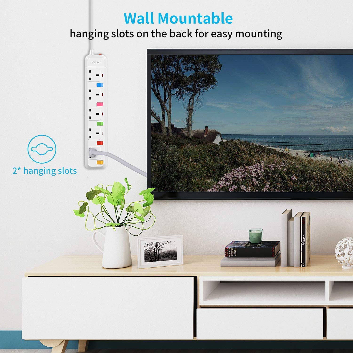 Mscien 5M Extension Lead 5 Way Individually Switched, Surge Protected ...