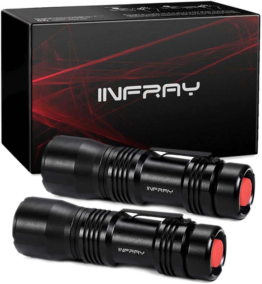 INFRAY Super Bright 800 lumens LED Torch (2Pack), Pocket-Size Zoomable ...