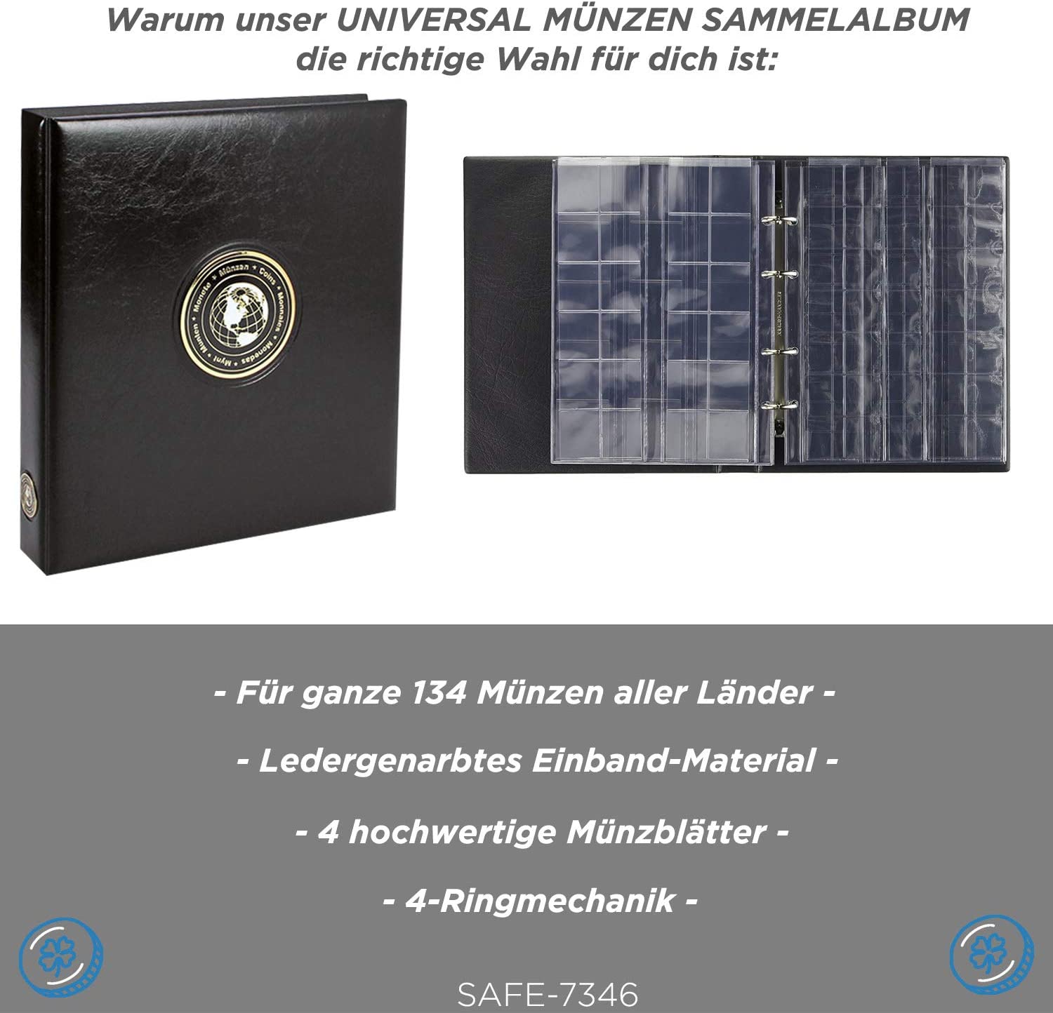 SAFE 7346 Coin File for All Pounds + 4 Sheets for 134 Coins – Coin ...