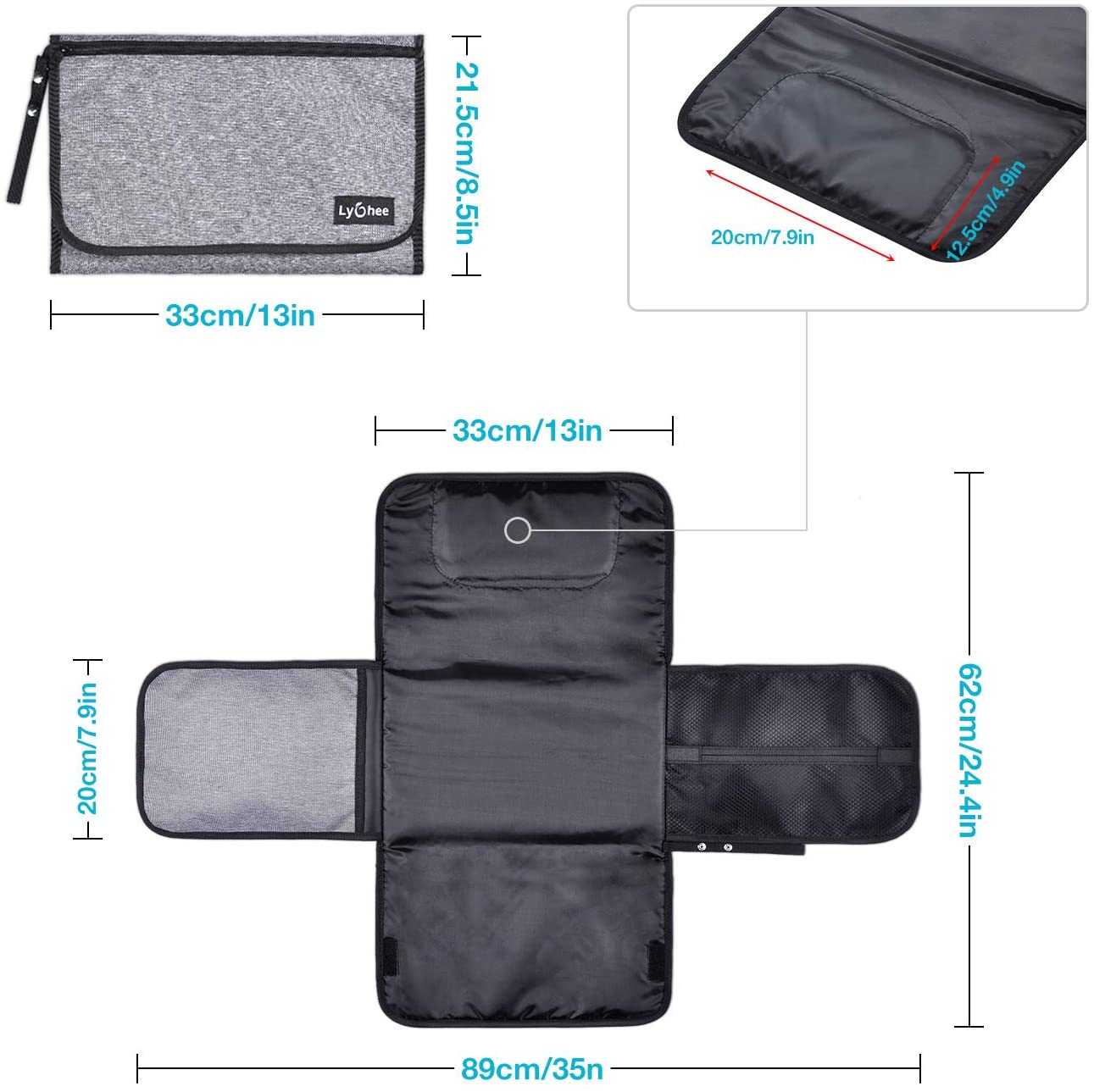 Lychee Portable Nappy Changing Mat,Nappy Changing Station Pad ...