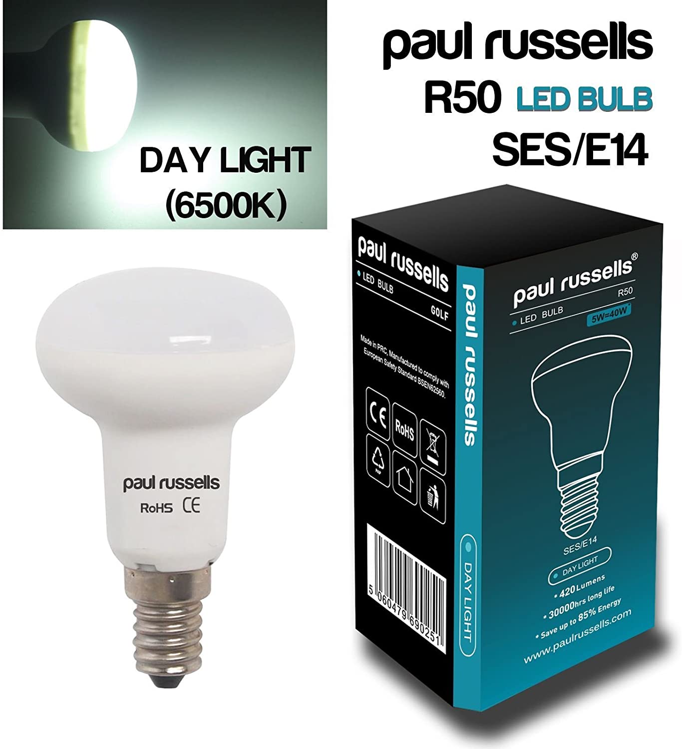 3 Pack 5W Reflector LED Light Bulbs E14 SES Small Edison Screw Paul ...