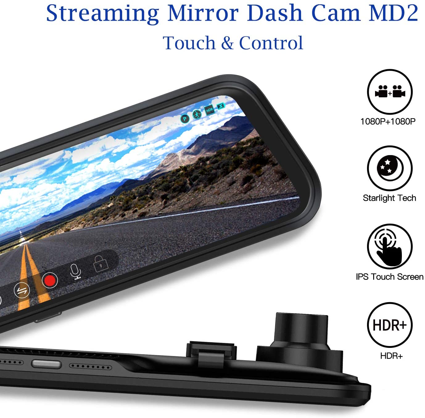 Dash Cam, DuDuBell 10″ Mirror Dash Cam,Dual Dash Cam (1080P + 1080P ...