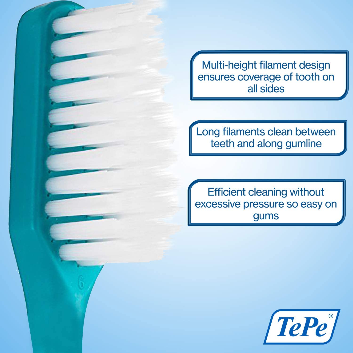 TePe Supreme toothbrush for adults with longer filaments and secure ...