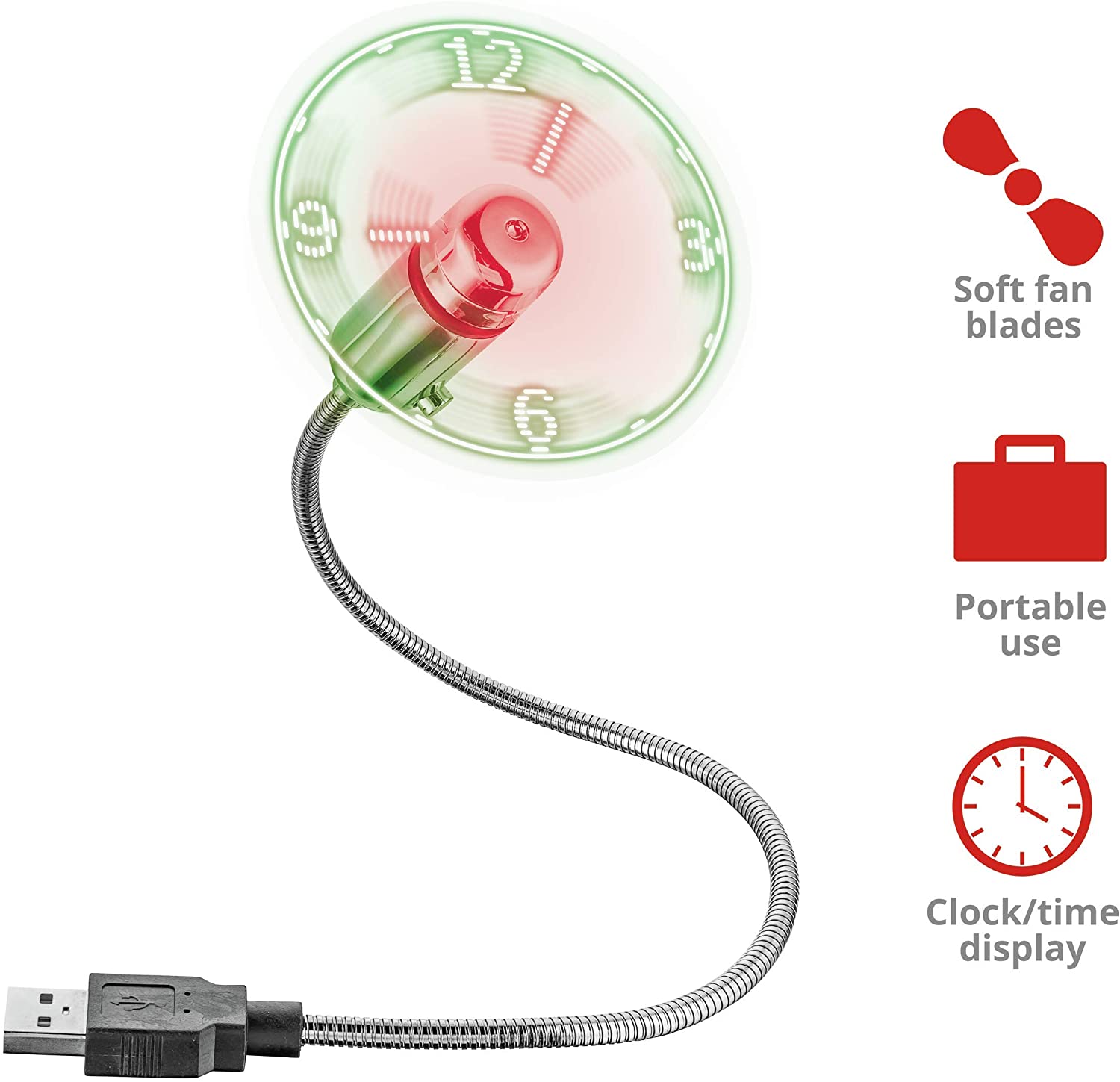 Trust 23235 Flex USB Mini Fan with Clock – BigaMart
