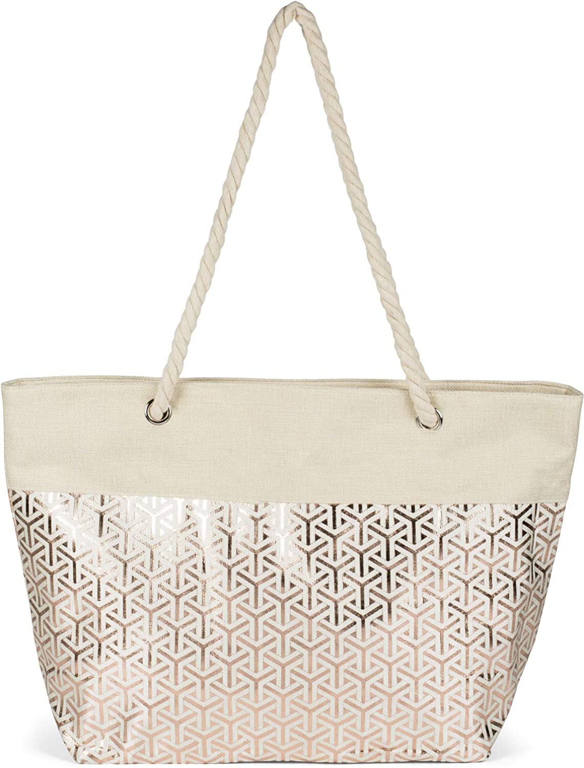 styleBREAKER Ladies XXL Large beach bag with metallic infinity pattern ...