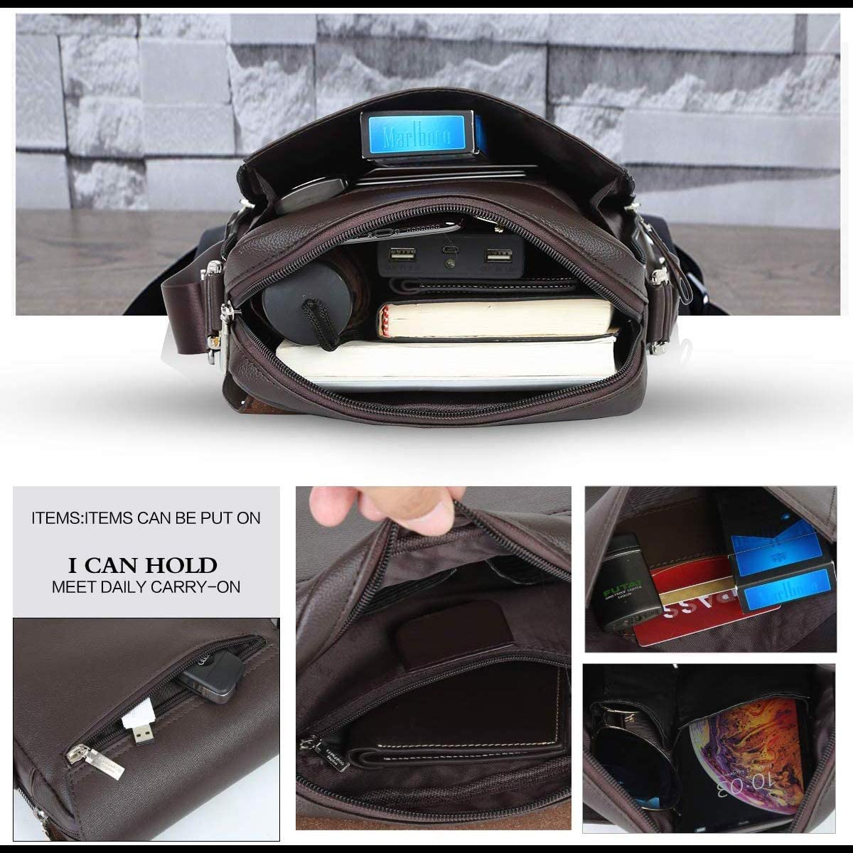 Leathario Men’s Shoulder Bag Leather Crossbody Bag for Men Small ...