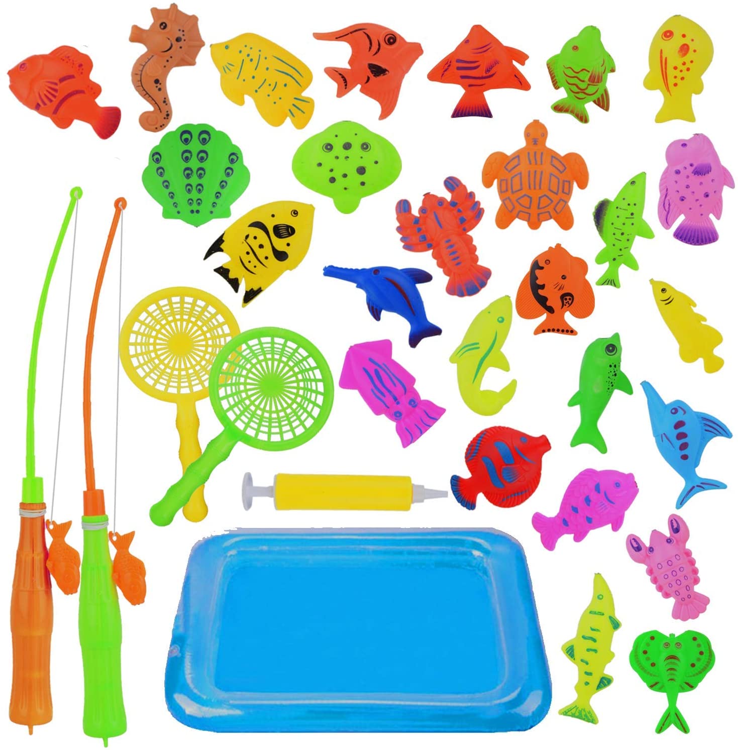 Abree 30 pcs Magnetic Fishing Toy, Floating Bath Game Toy with Net Game ...